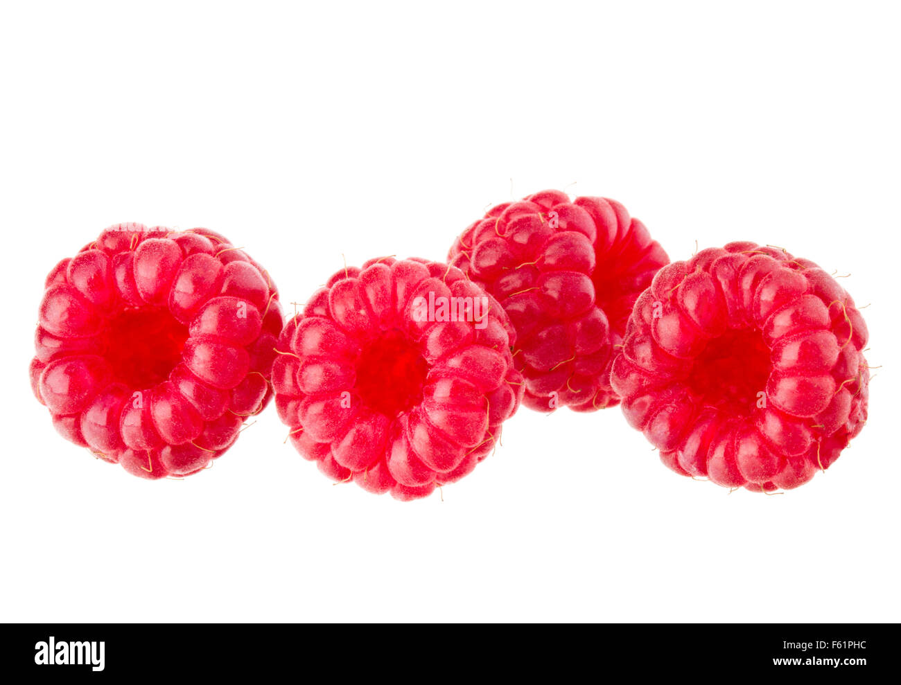 ripe raspberries isolated on white background close up Stock Photo - Alamy
