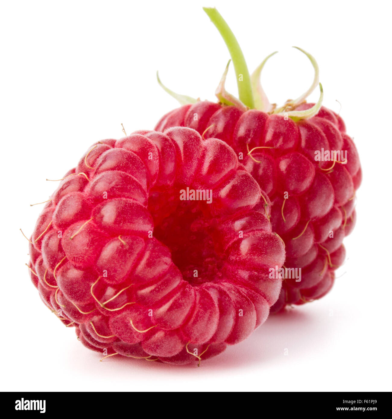 ripe raspberries isolated on white background close up Stock Photo - Alamy