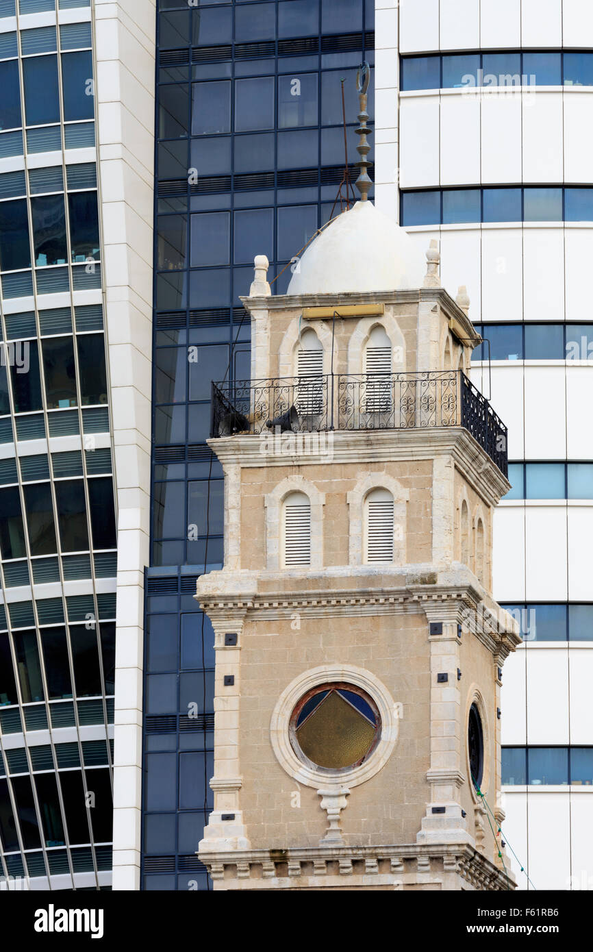 The Sail Tower & Big Mosque, Port of Haifa, Israel Stock Photo - Alamy