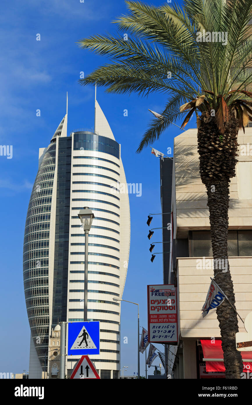 The Sail Tower, Port of Haifa, Israel Stock Photo - Alamy