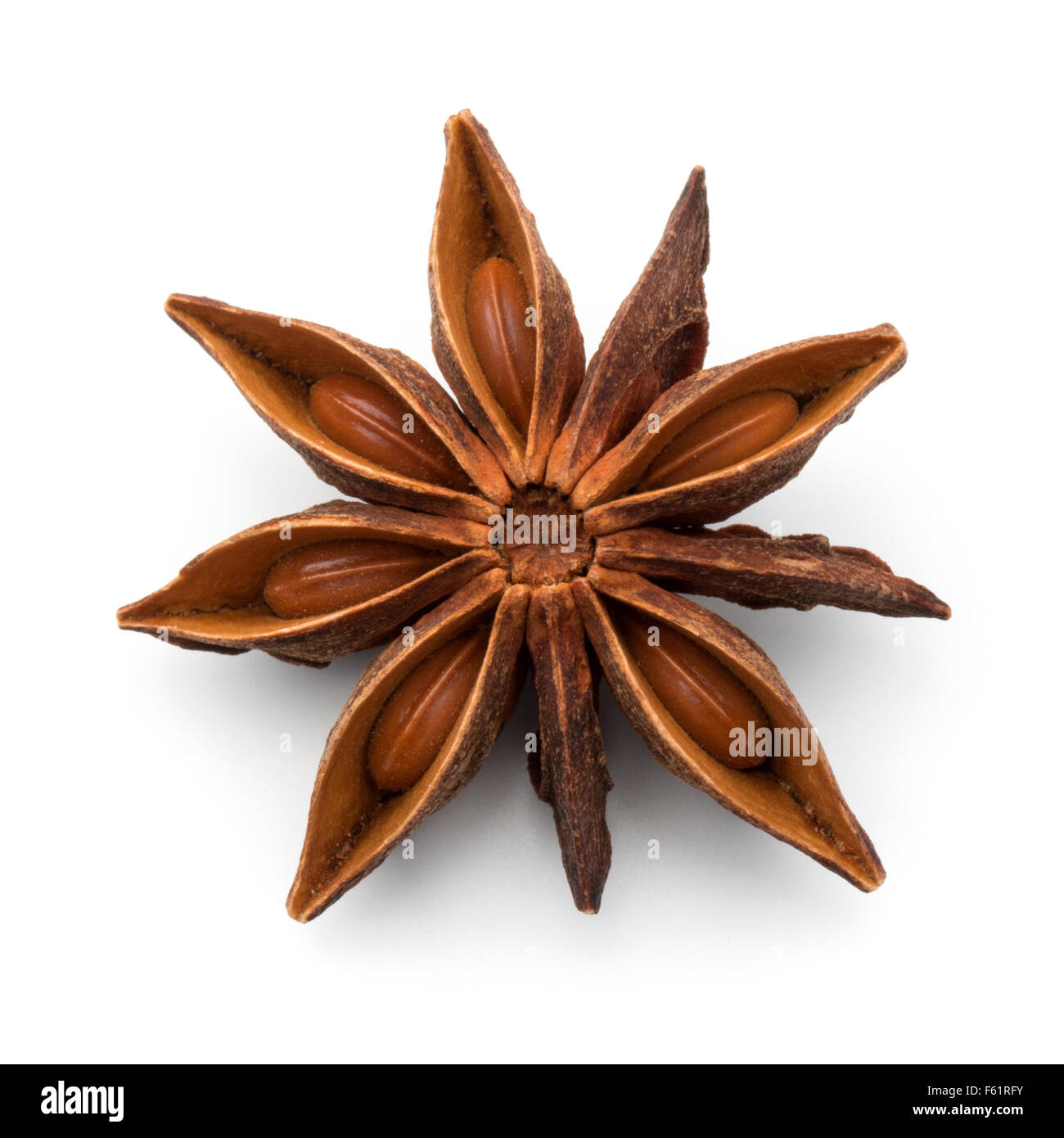 Star anise spice fruit and seeds isolated on white background closeup ...