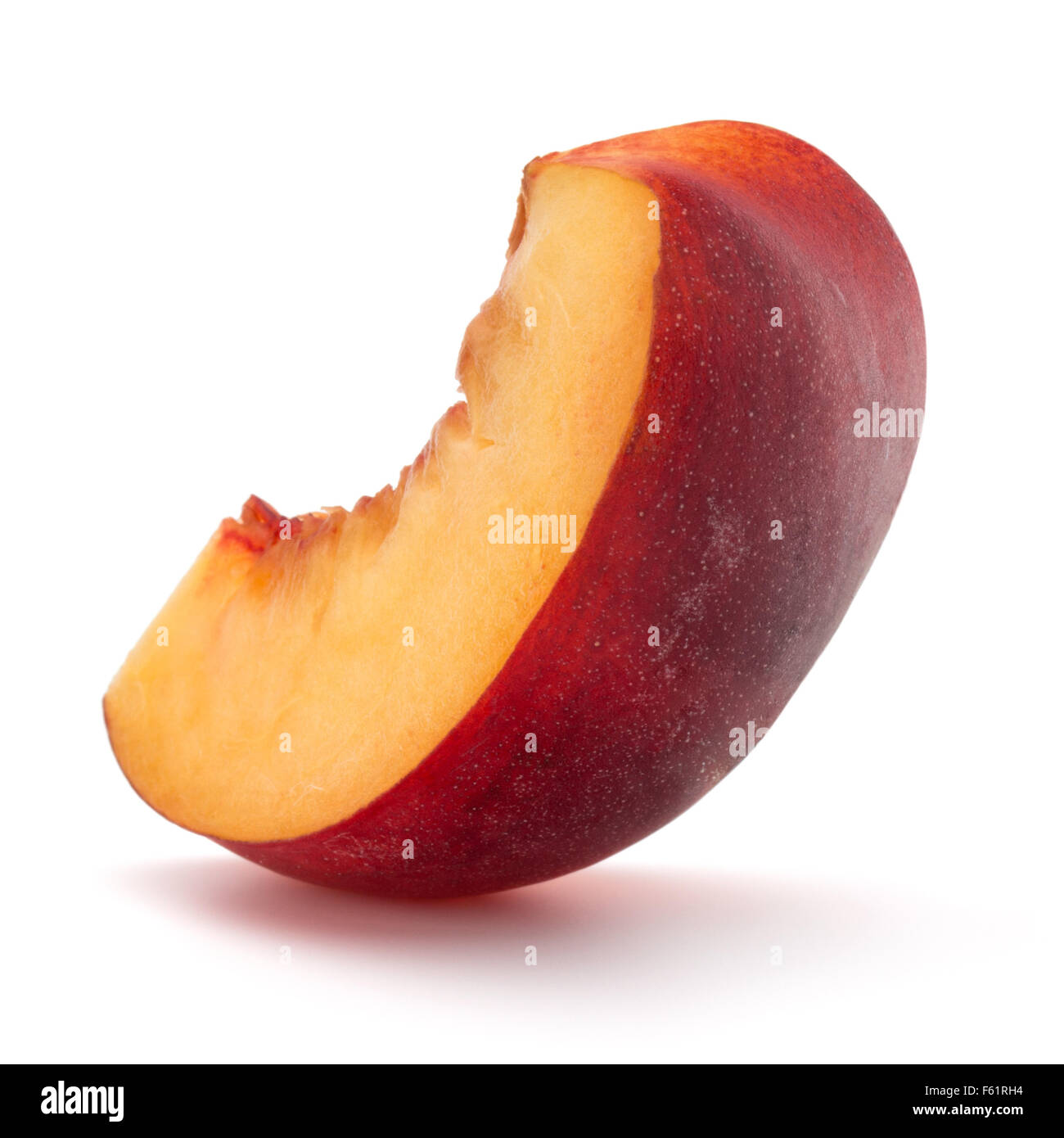 Nectarine fruit slice isolated on white background close up Stock Photo ...
