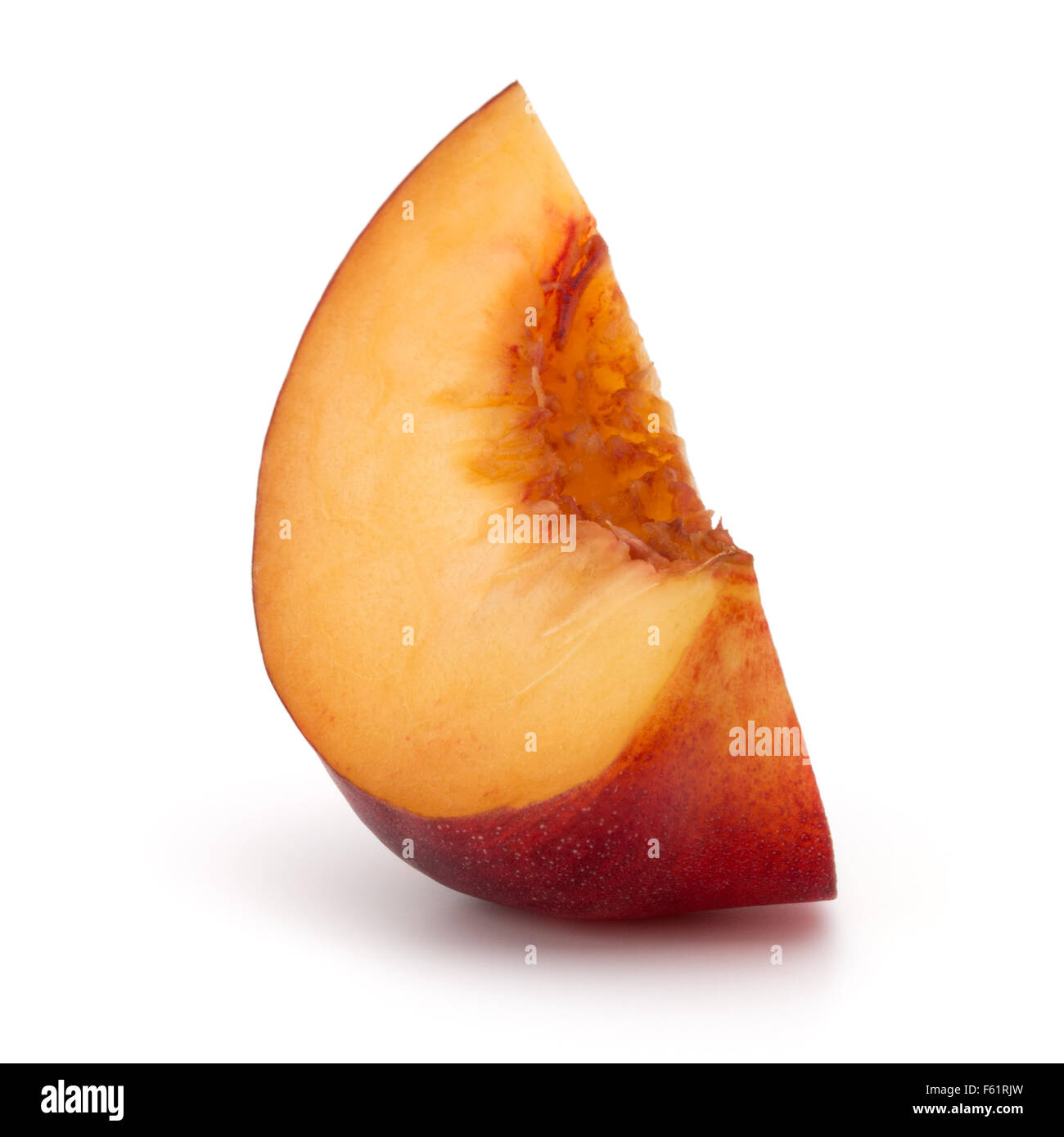 Nectarine fruit slice isolated on white background close up Stock Photo ...