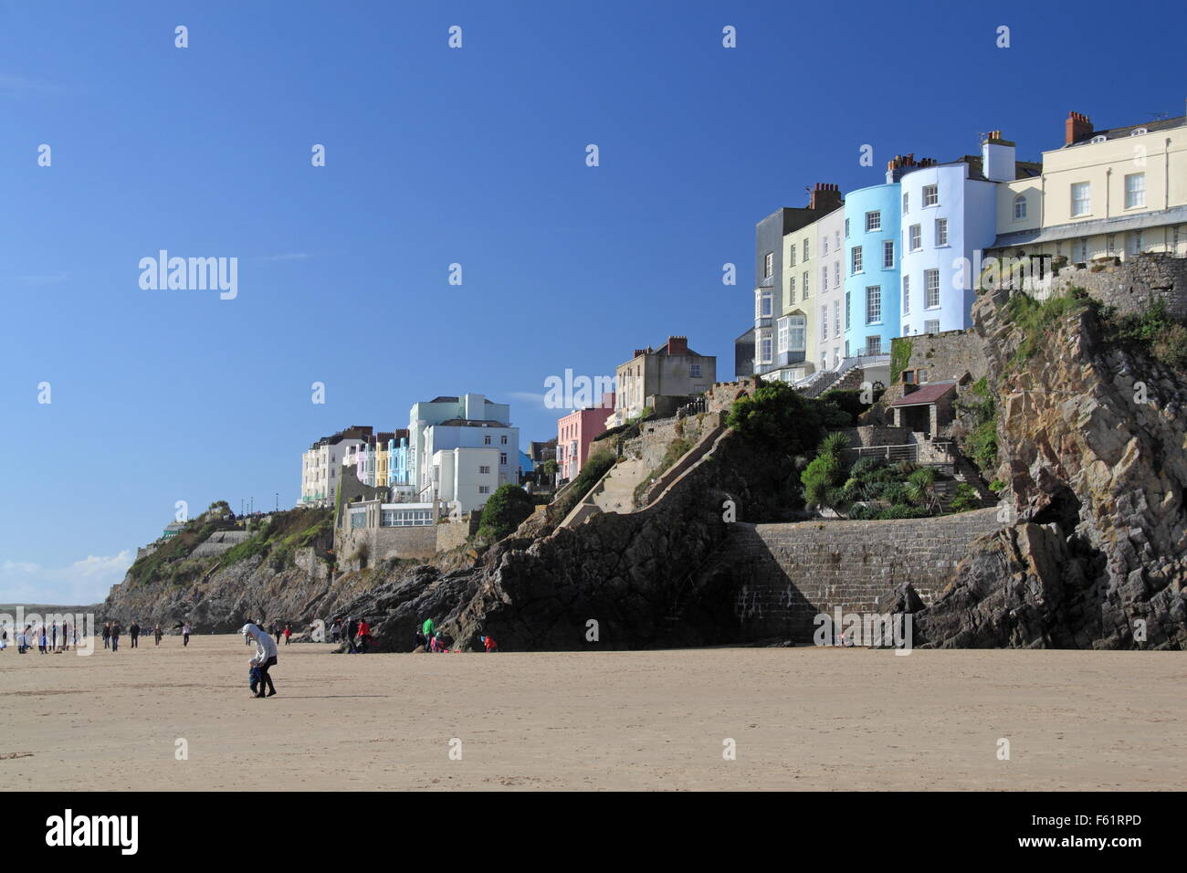 Castle Beach, Tenby, Pembrokeshire, Dyfed, Wales, Great Britain, United ...