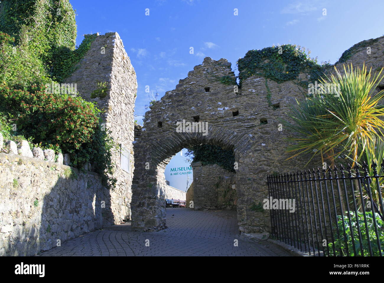 Tenby Castle walls with Tenby Museum and Art Gallery, Pembrokeshire ...