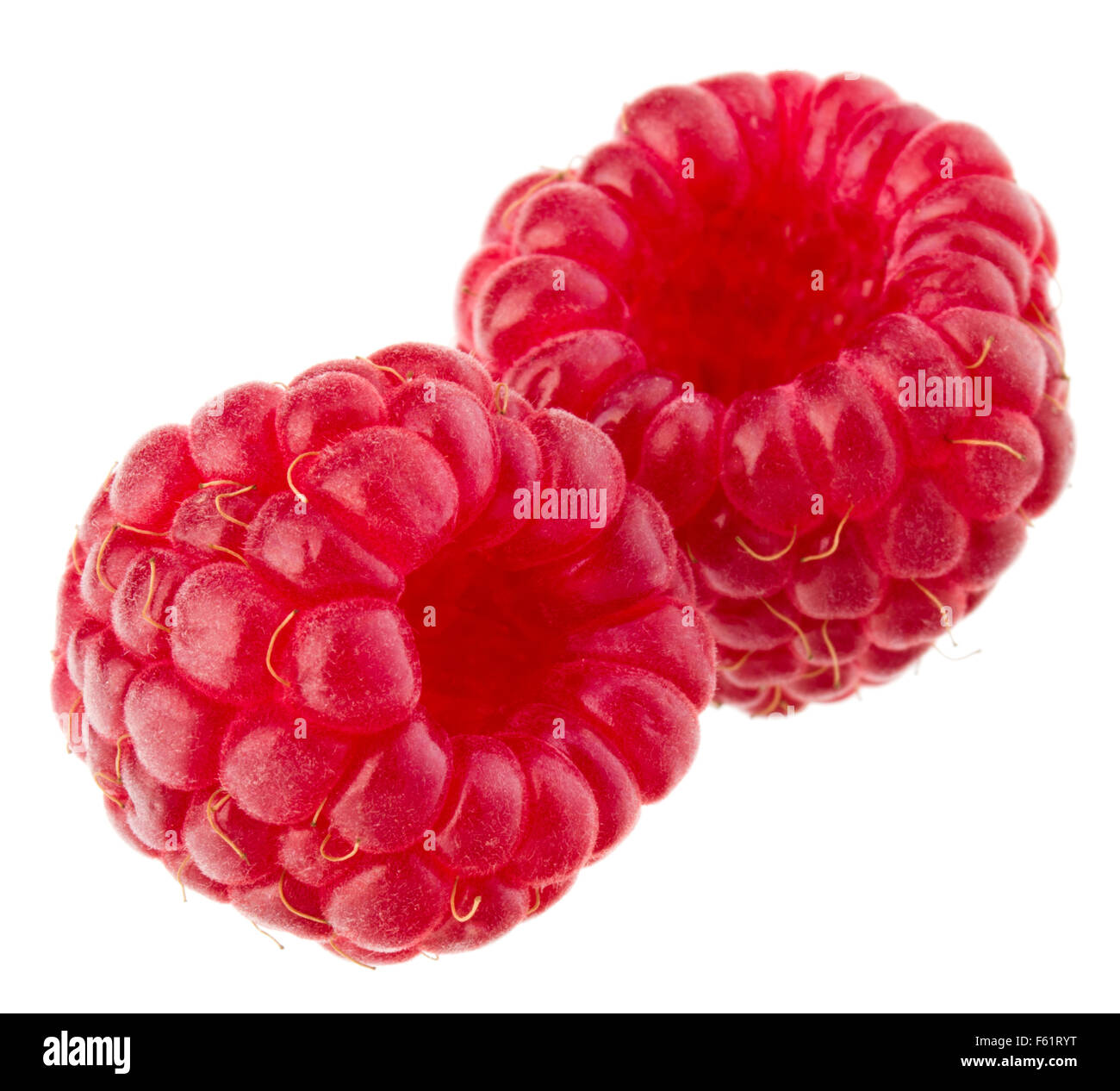 ripe raspberries isolated on white background close up Stock Photo - Alamy