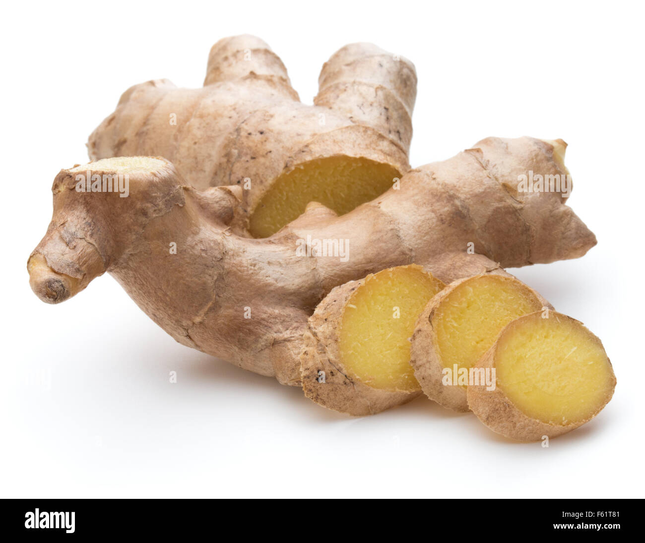 Fresh ginger root or rhizome isolated on white background cutout Stock ...
