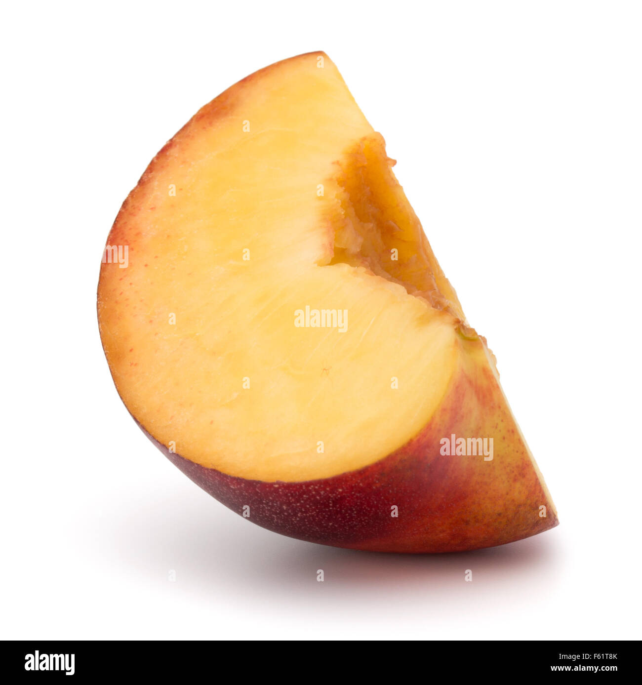 Nectarine fruit slice isolated on white background close up Stock Photo ...