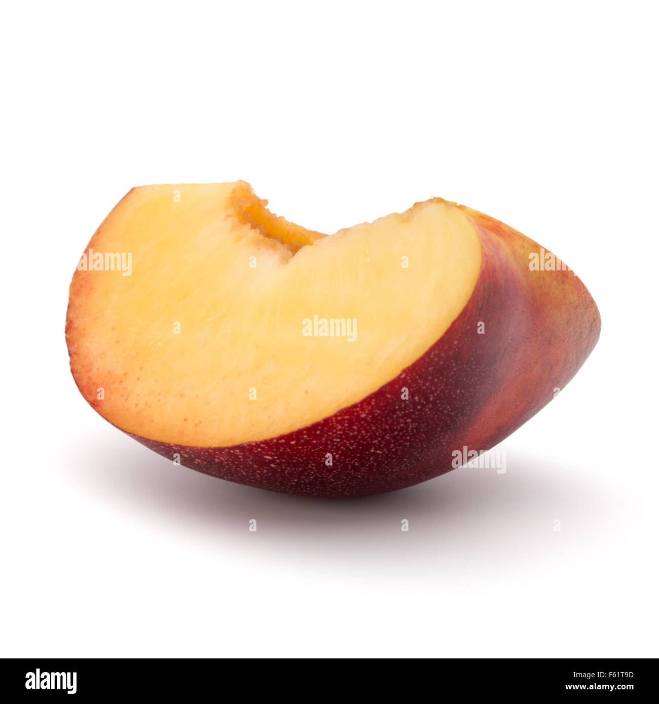 Nectarine fruit slice isolated on white background close up Stock Photo ...