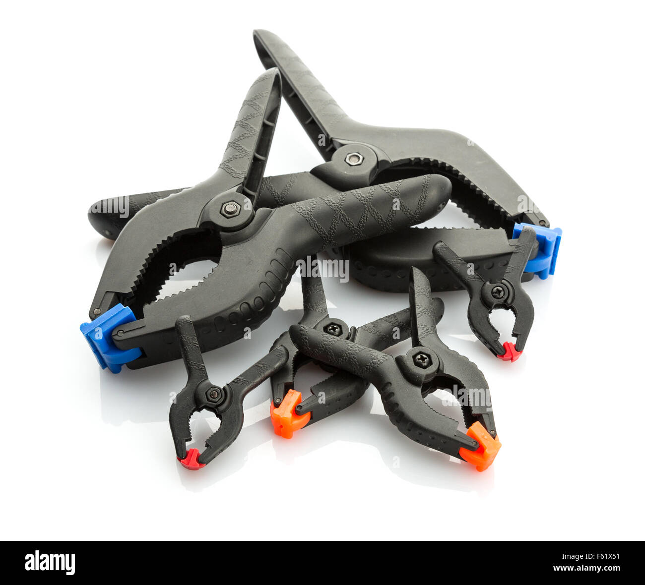 plastic clamps isolated on white background Stock Photo - Alamy