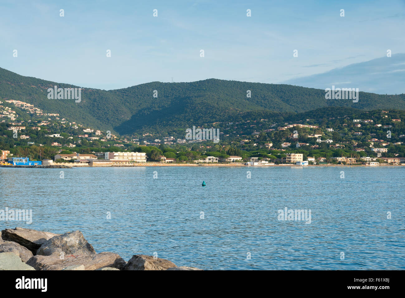 A scenic view of the coast and sea at Cavalaire on the French Riviera ...