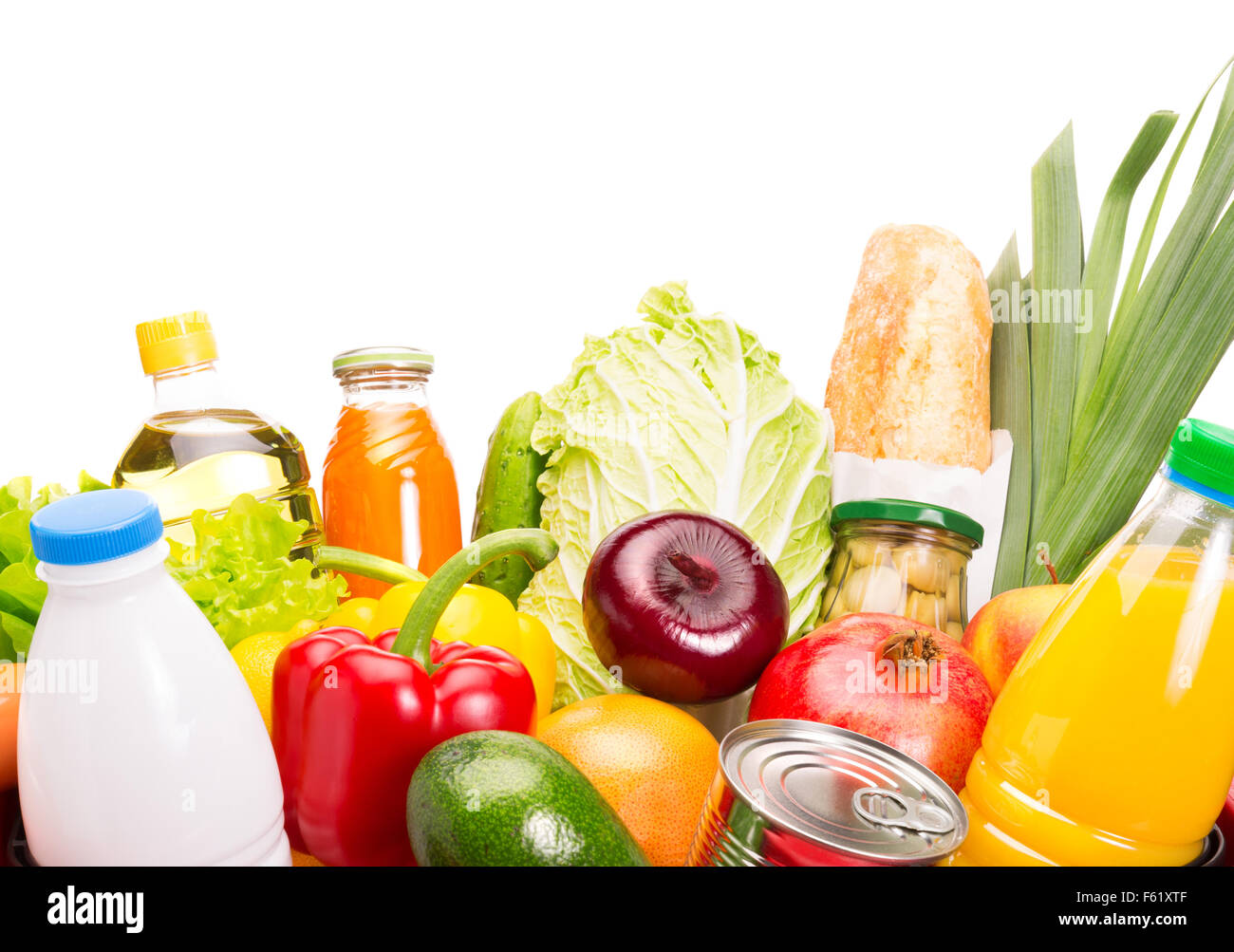 Various fruits and vegetables. Food set. Isolated over white background ...