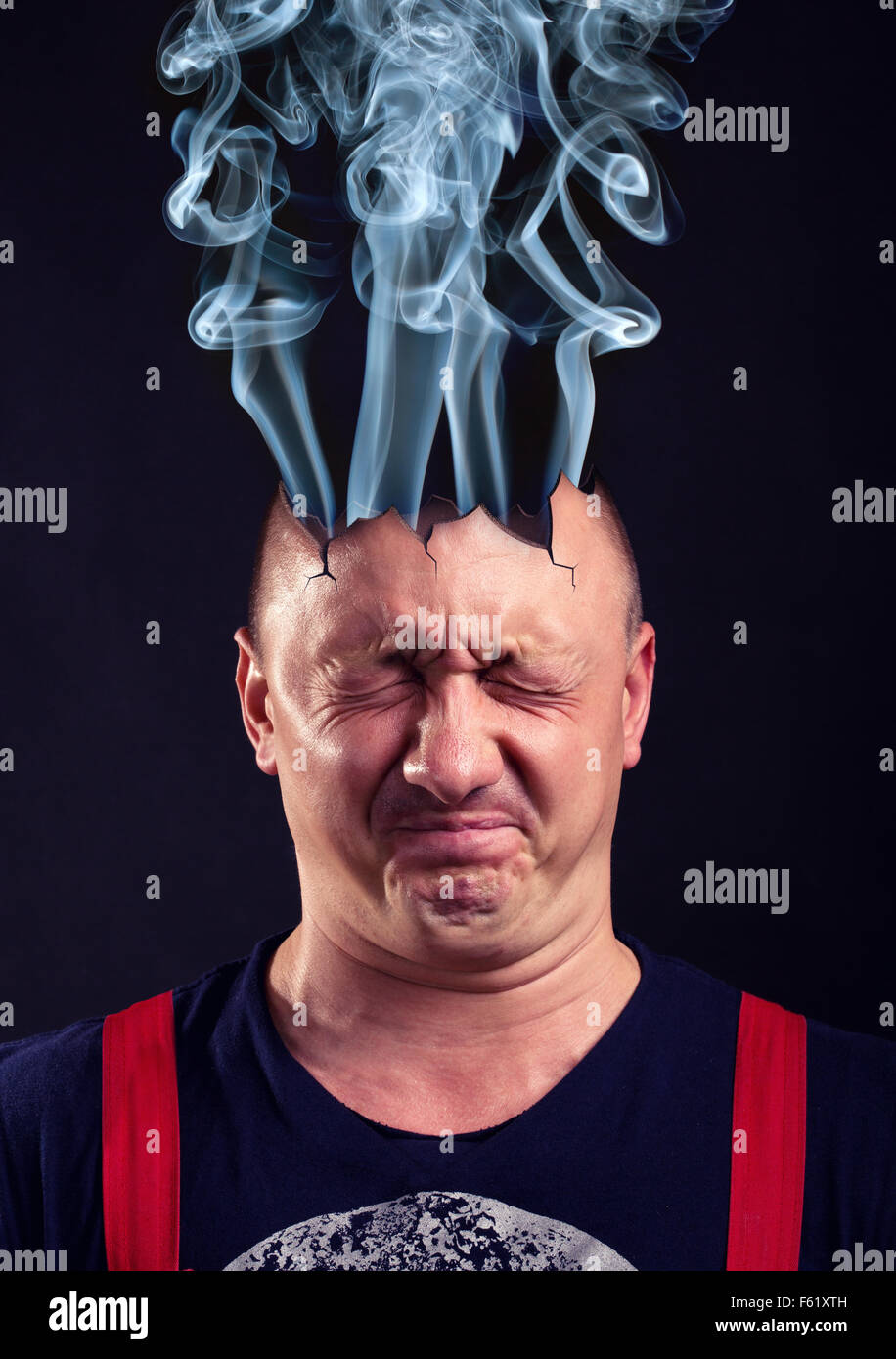 Stressed man with exploded head Stock Photo - Alamy