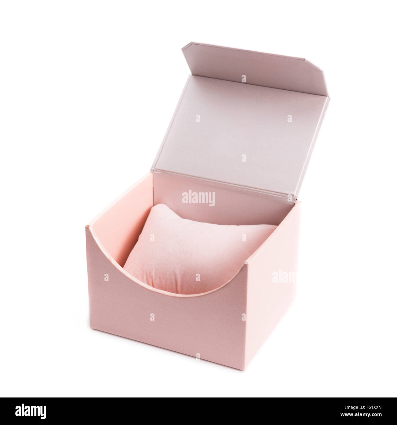 Pink open gift box on white background Stock Photo - Alamy