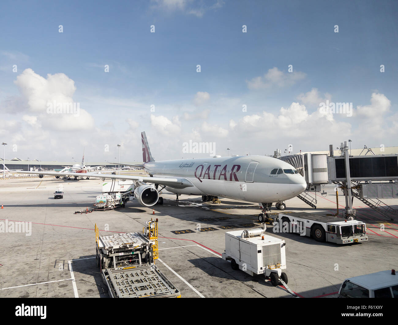 Qatar Airways plane in Doha International Airport Stock Photo - Alamy