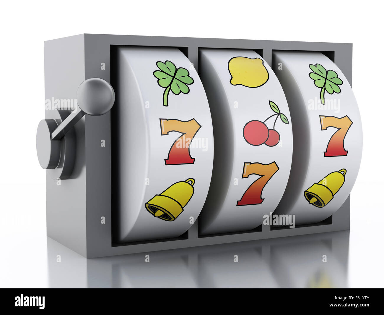 3d renderer illustration. Slot machine. Casino concept. Isolated white ...