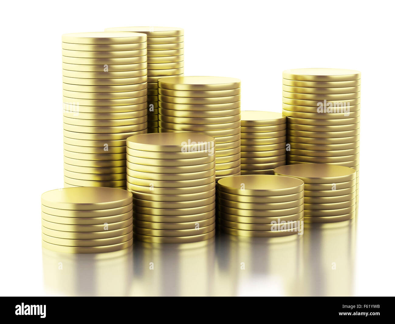 3d illustration. Gold coins on isolated white background Stock Photo ...