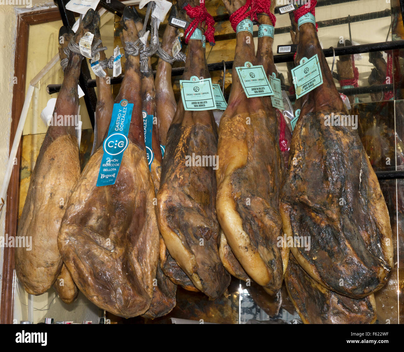 Spanish Serrrano Air Dried Ham in Mijas Spain Stock Photo - Alamy