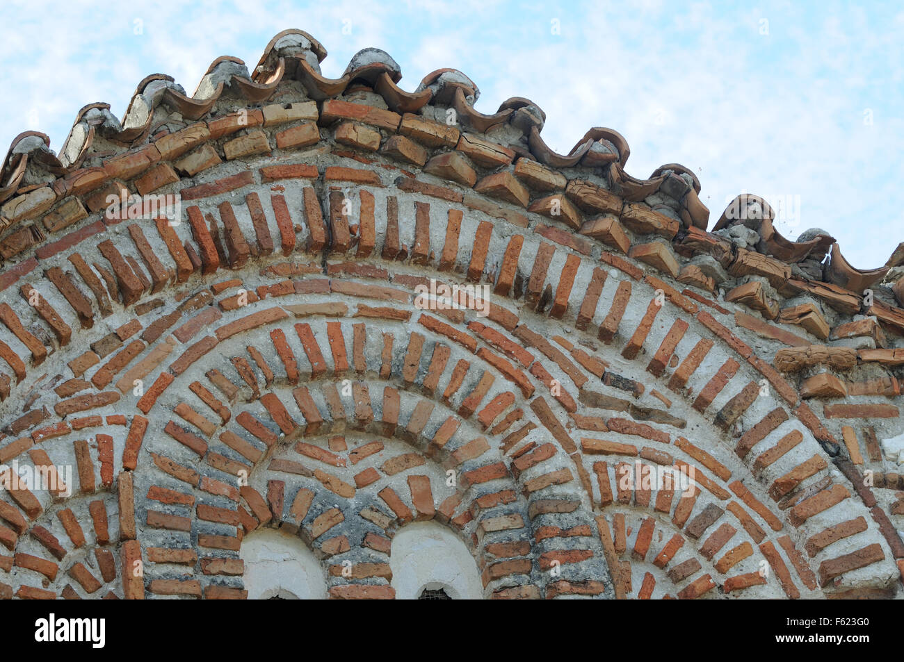 Patterned brickwork in the walls of the Holy Trinity Church, a 14th ...