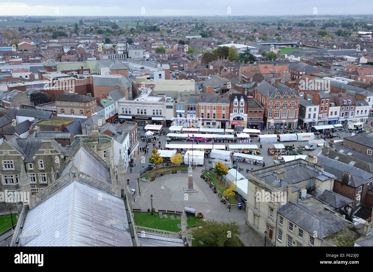 View of Boston from the Boston Stump, the tower of St Botolph's Church ...