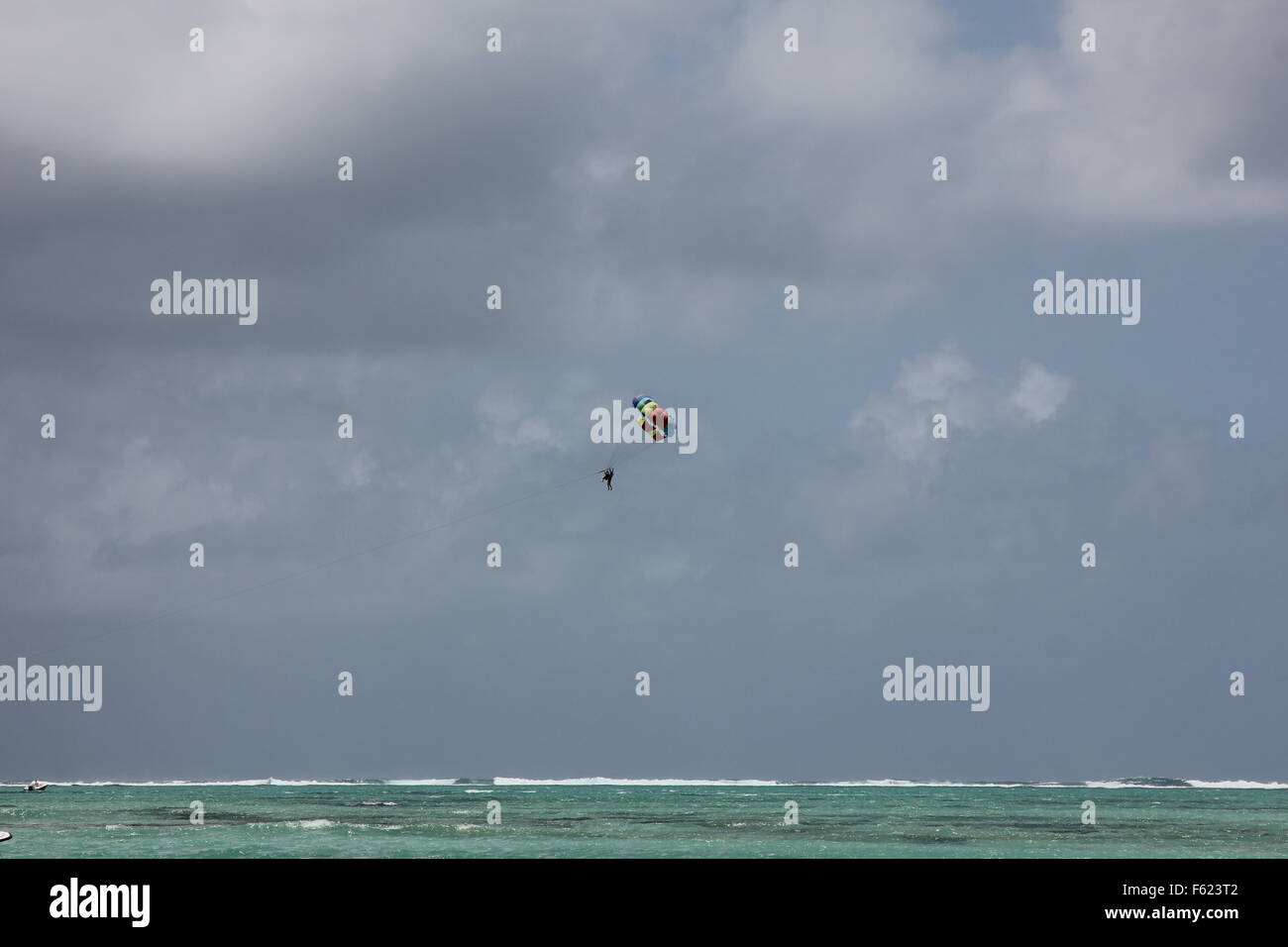 colorful parachute on sky above the sea in Mauritius Africa Stock Photo ...