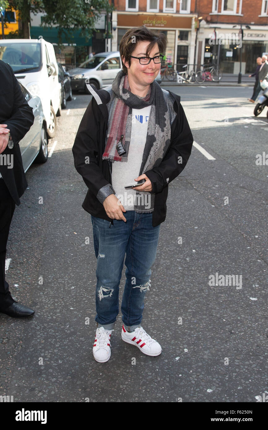 Sue Perkins pictured arriving at the Radio 2 studio Featuring: Sue ...
