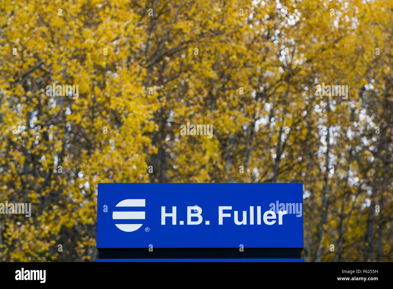 A logo sign outside of the headquarters of the H.B. Fuller Company in ...