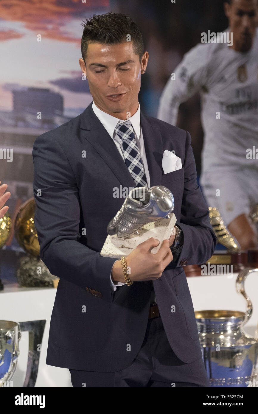 Cristiano Ronaldo attends a ceremony for becoming Real Madrid's all ...