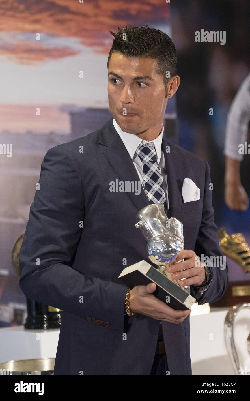 Cristiano Ronaldo attends a ceremony for becoming Real Madrid's all ...