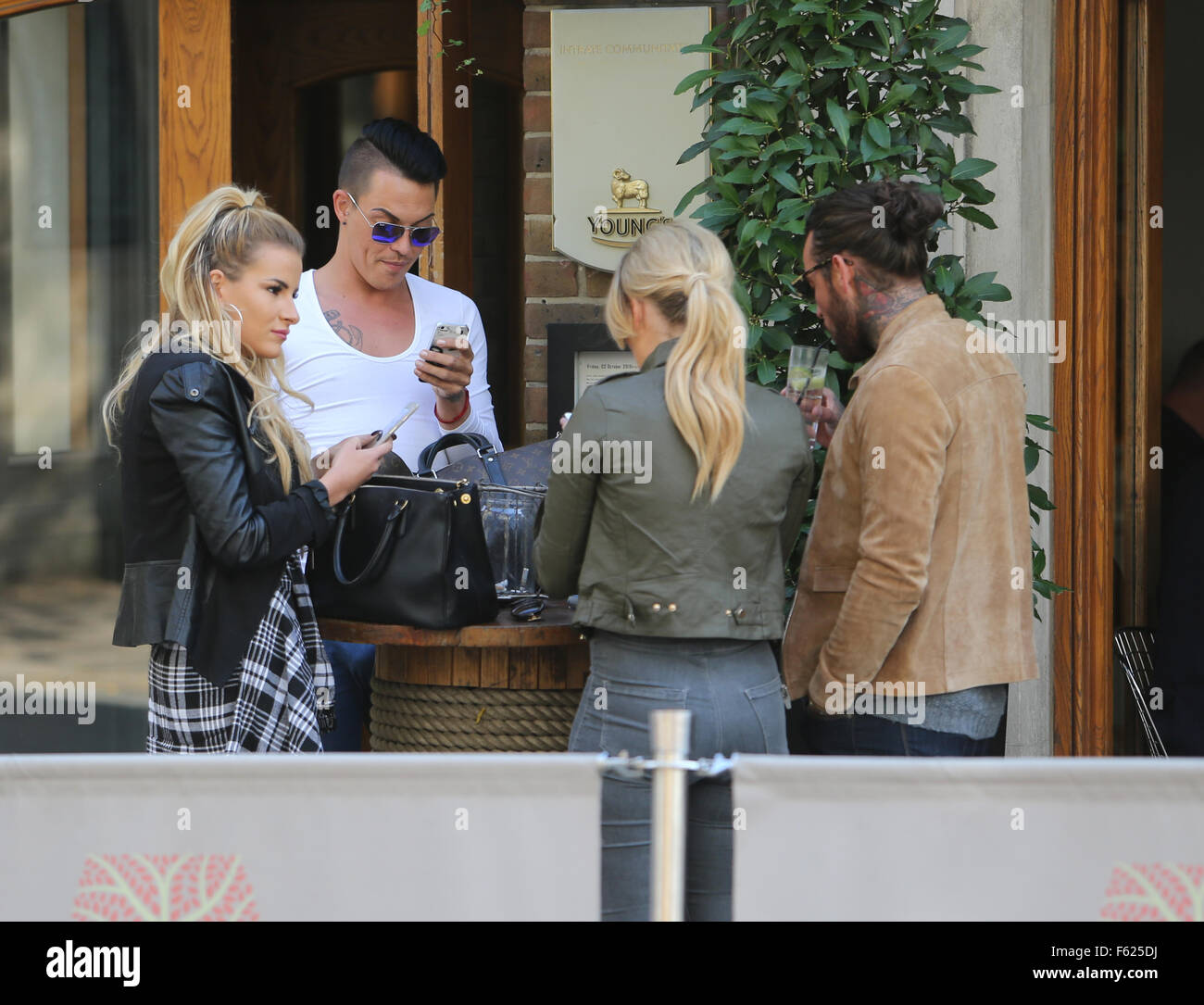 Towie stars outside the pub opposite ITV Studios Featuring: Towie Where ...