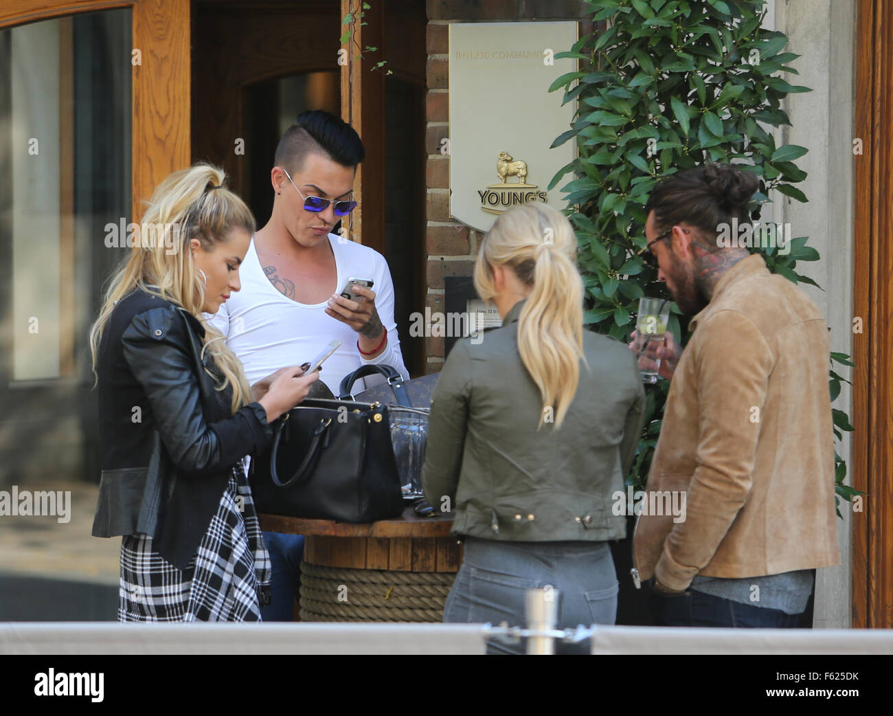 Towie stars outside the pub opposite ITV Studios Featuring: Towie Where ...