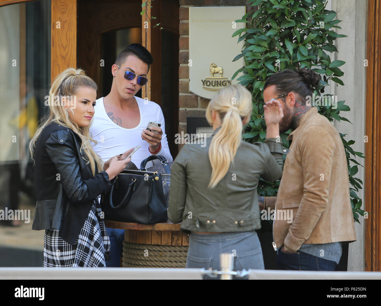 Towie stars outside the pub opposite ITV Studios Featuring: Towie Where ...
