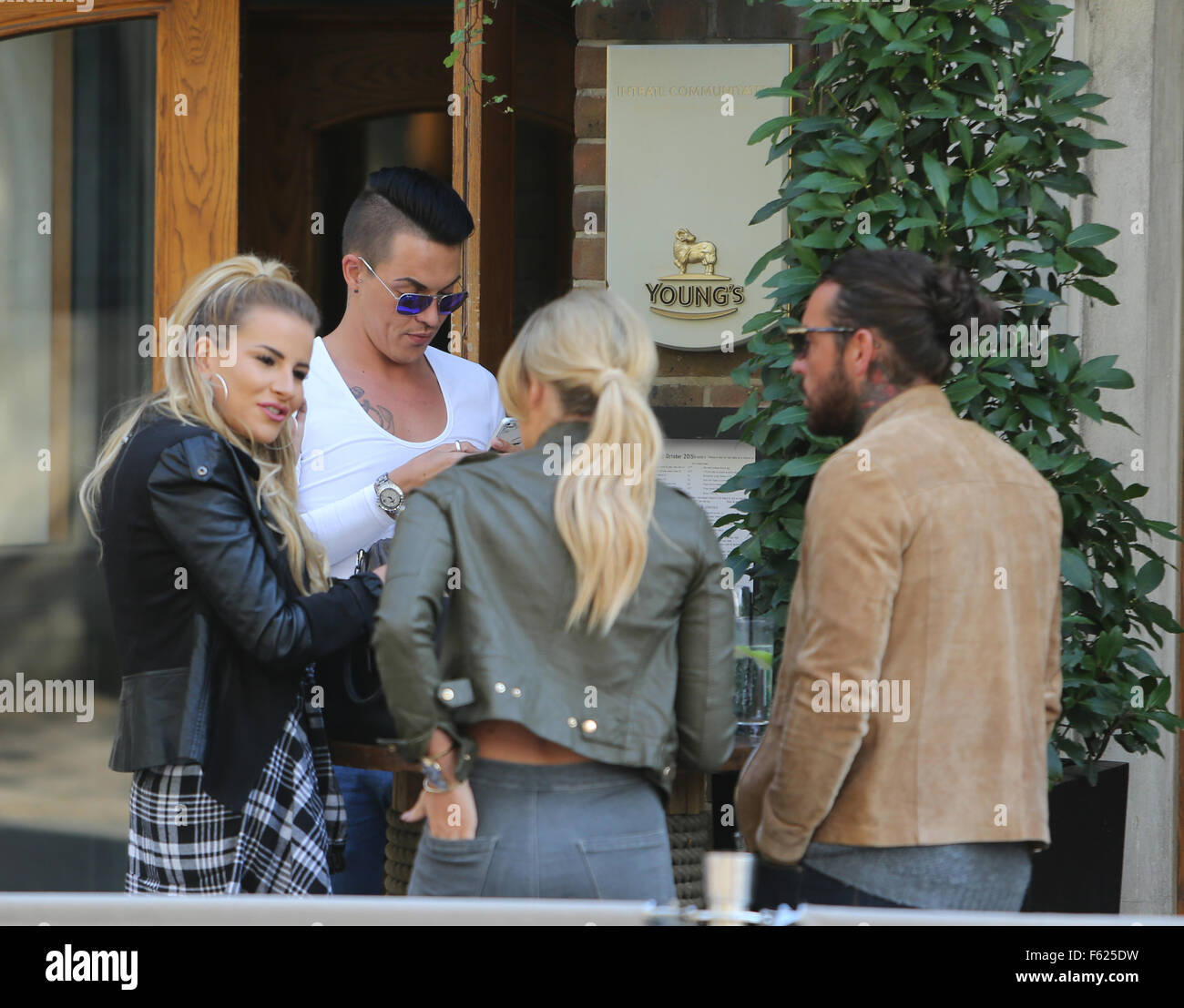 Towie stars outside the pub opposite ITV Studios Featuring: Towie Where ...