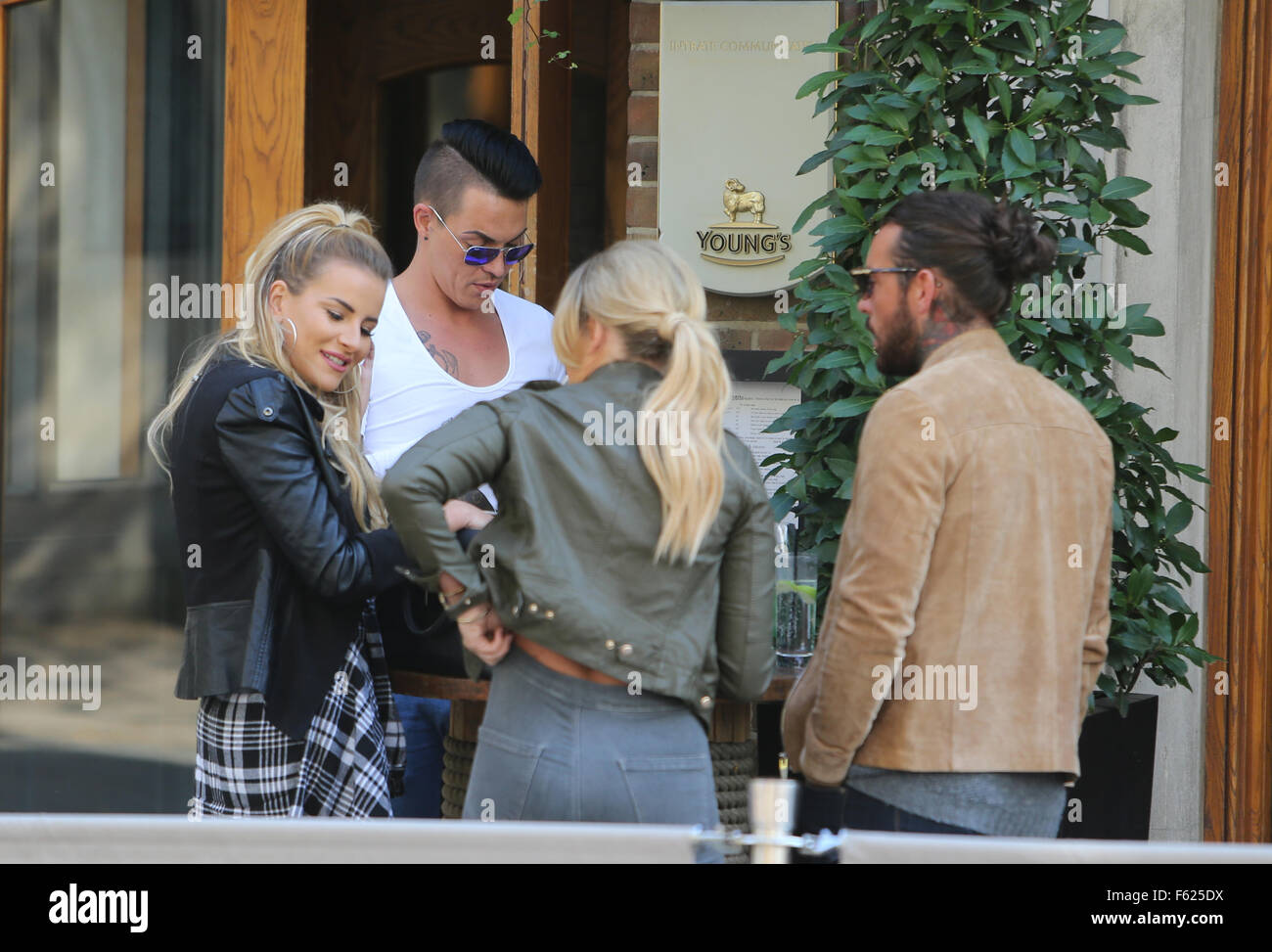 Towie stars outside the pub opposite ITV Studios Featuring: Towie Where ...