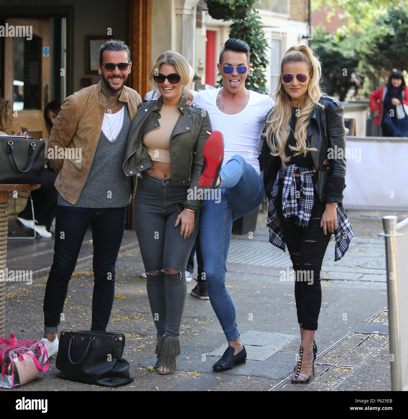 Towie stars outside the pub opposite ITV Studios Featuring: Towie Where ...