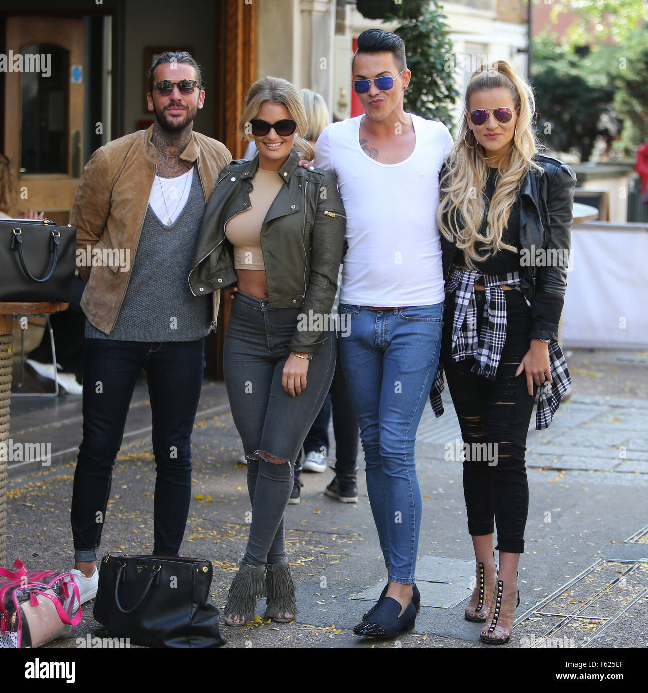 Towie stars outside the pub opposite ITV Studios Featuring: Towie Where ...