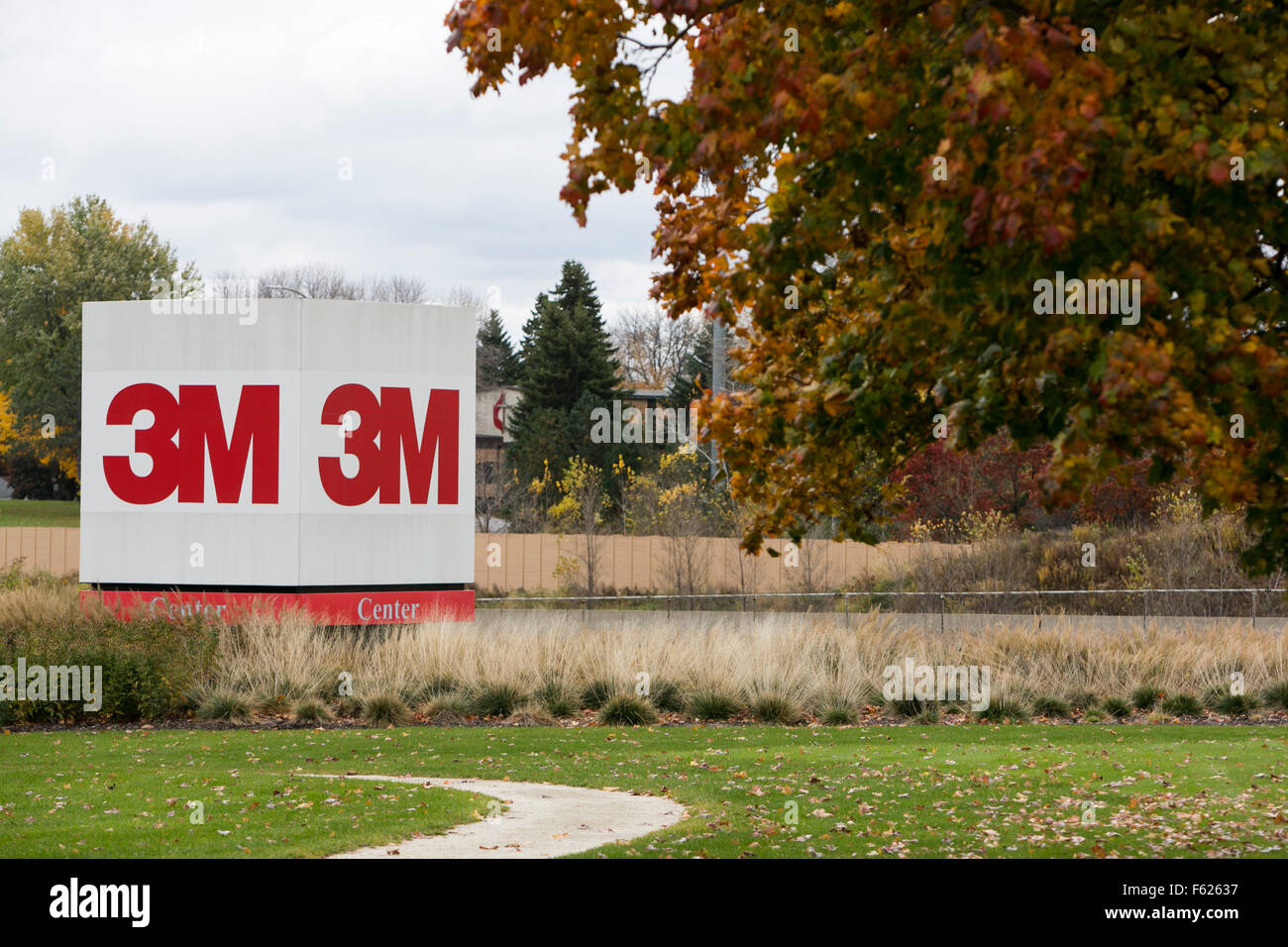 A logo sign outside of the headquarters of the 3M Company in St. Paul ...