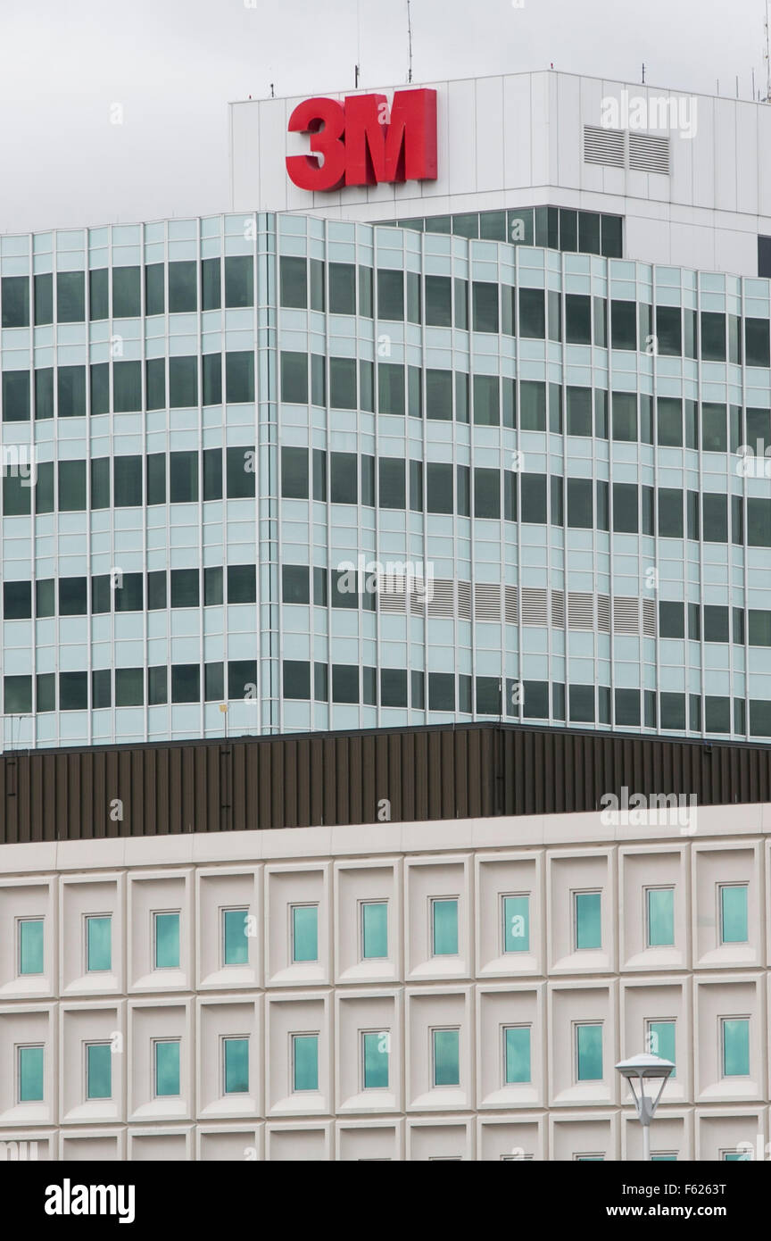 A logo sign outside of the headquarters of the 3M Company in St. Paul ...