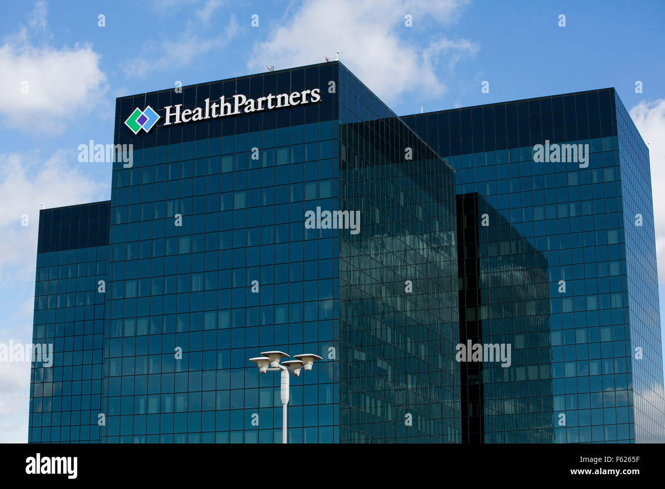 A logo sign outside of the headquarters of HealthPartners in ...