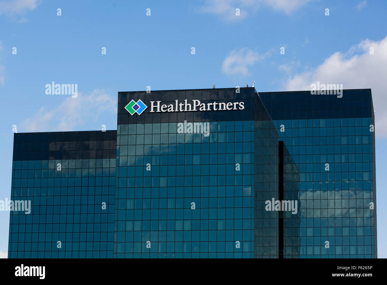 A logo sign outside of the headquarters of HealthPartners in ...