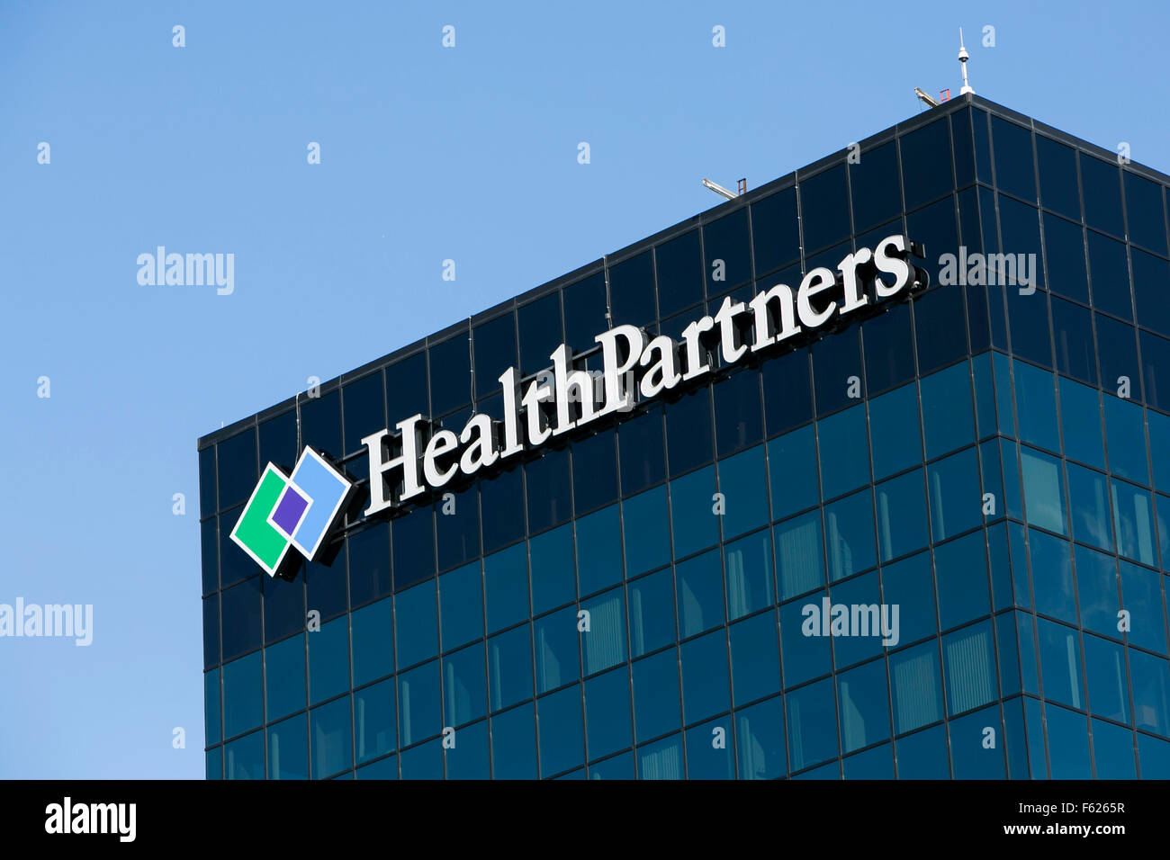 A logo sign outside of the headquarters of HealthPartners in ...