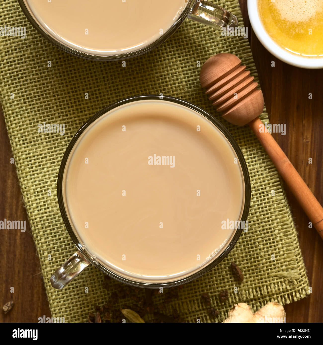 Homemade Indian Masala Chai Tea made of black tea, a variety of spices ...