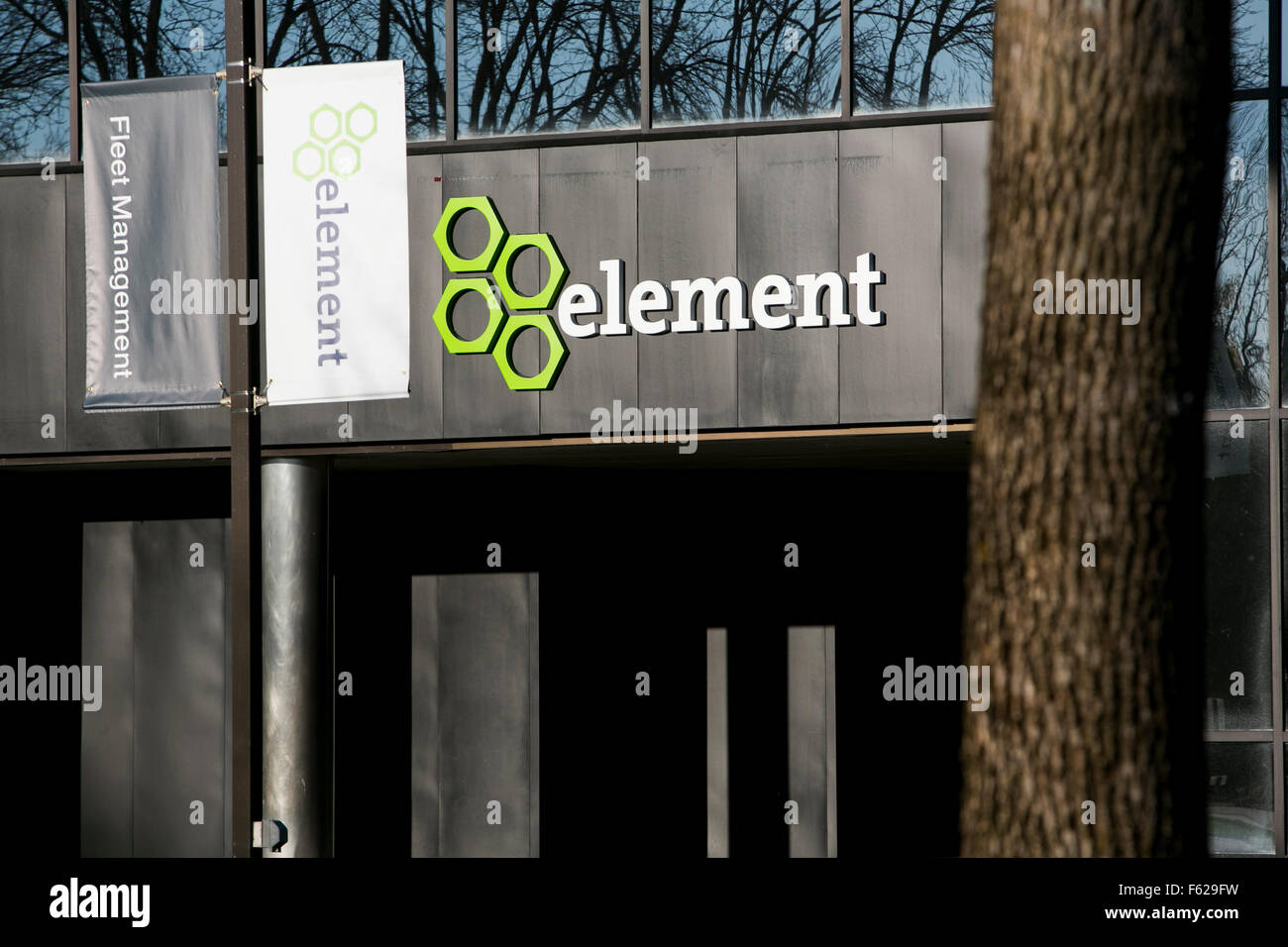 A logo sign outside of a facility occupied by Element Financial in Eden ...