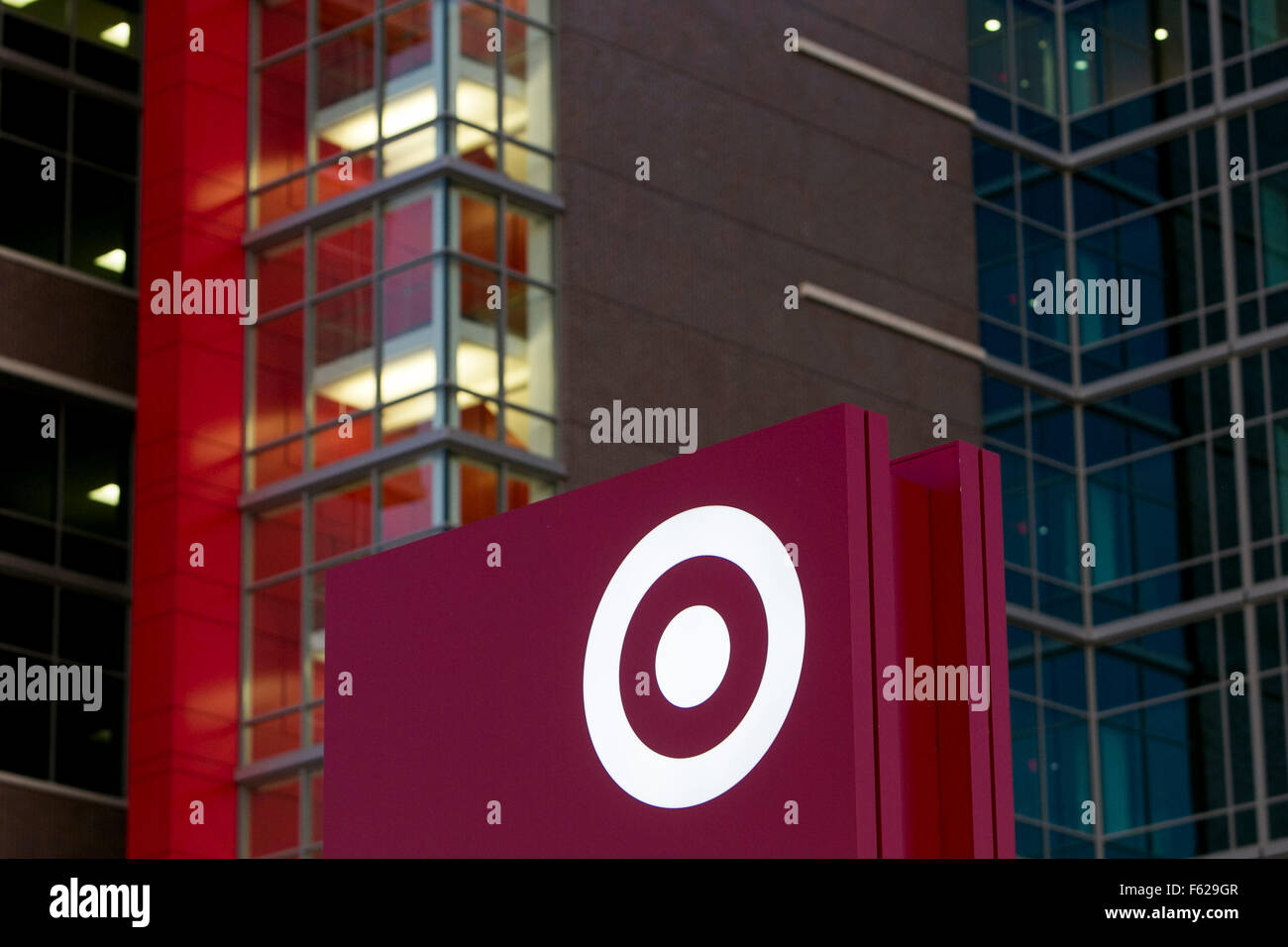 A logo sign outside of a facility occupied by the Target Corporation in ...