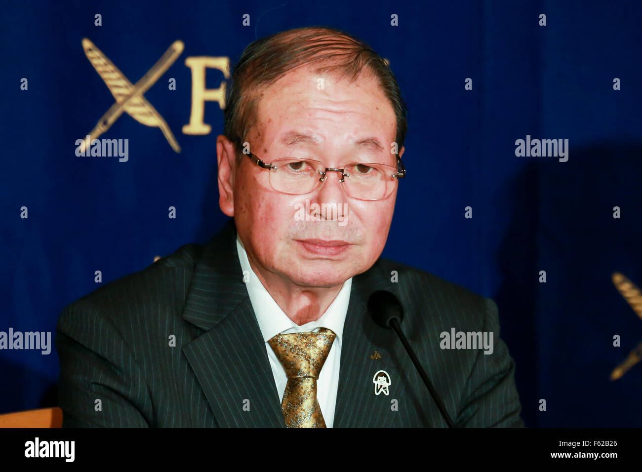 Tokyo, Japan. 10th Nov, 2015. Choe Okuno President of JA Zenchu (the ...