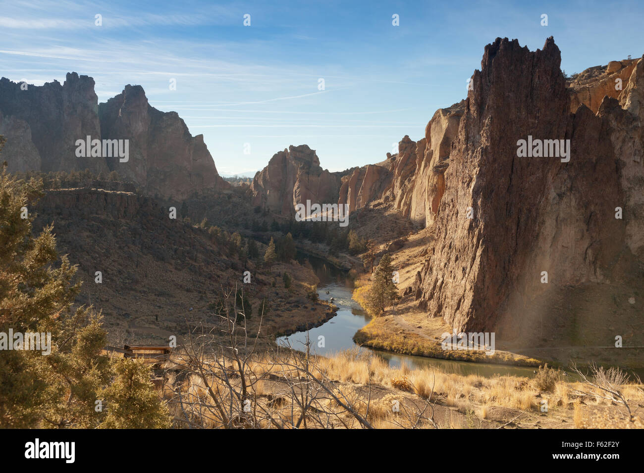 Volcanic rock walls at Smith Rock State Park near Bend, Oregon. Smith ...