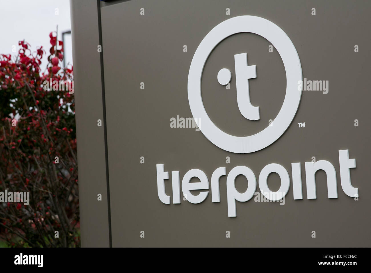 A logo sign outside of a data center operated by TierPoint in ...
