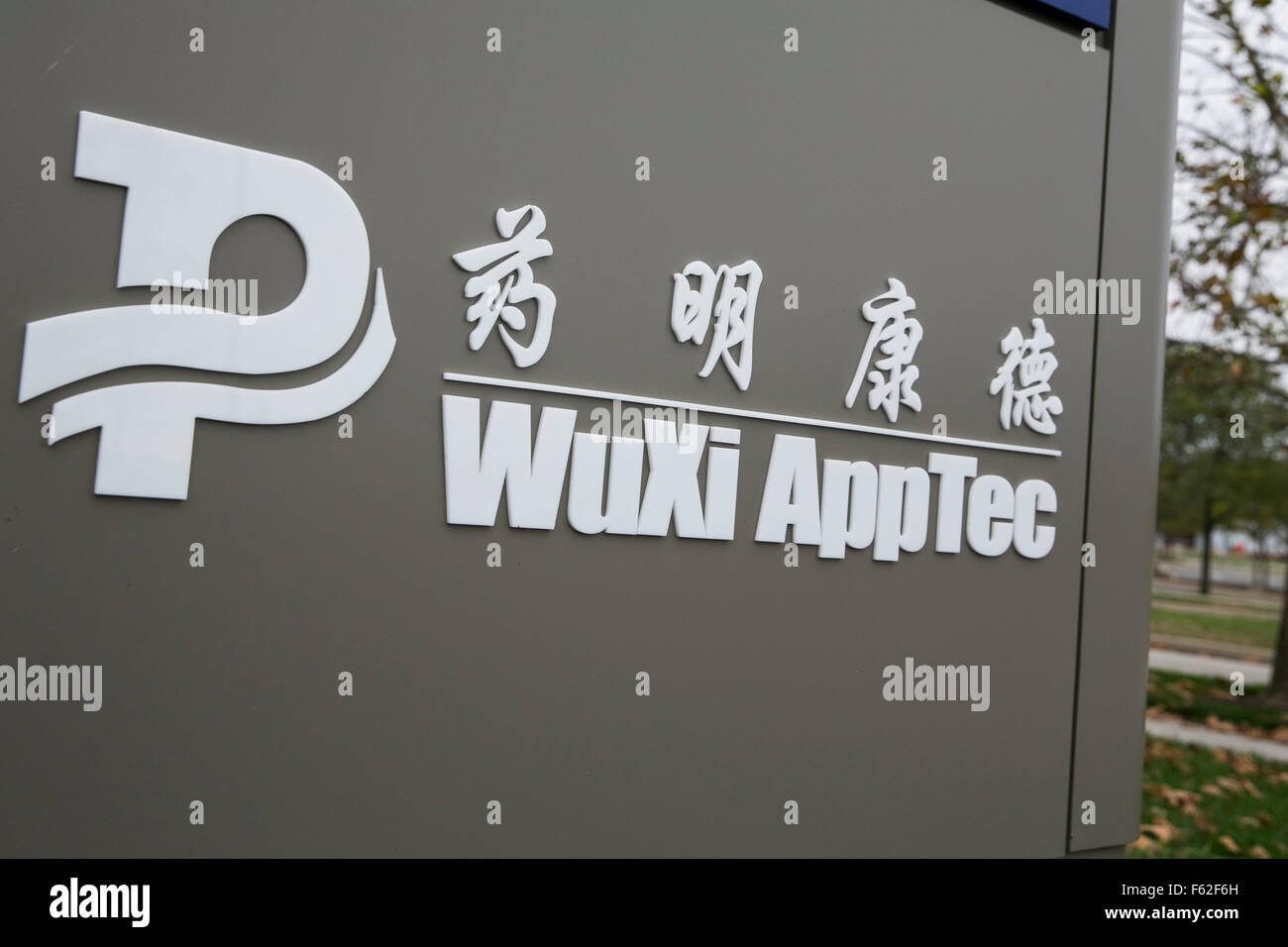 A logo sign outside of a facility occupied by WuXi AppTec in ...