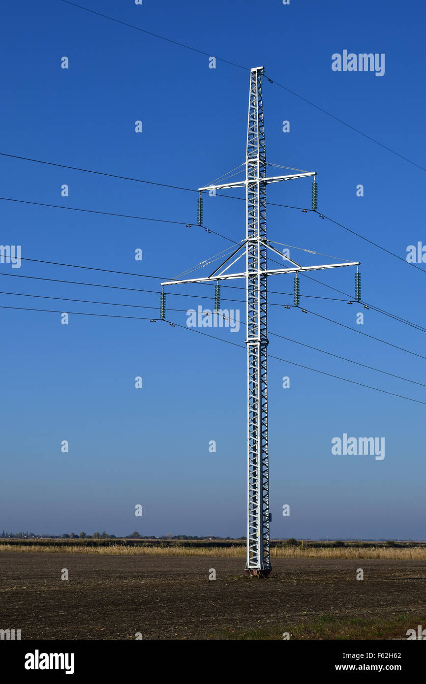 New power line along the country road Stock Photo - Alamy