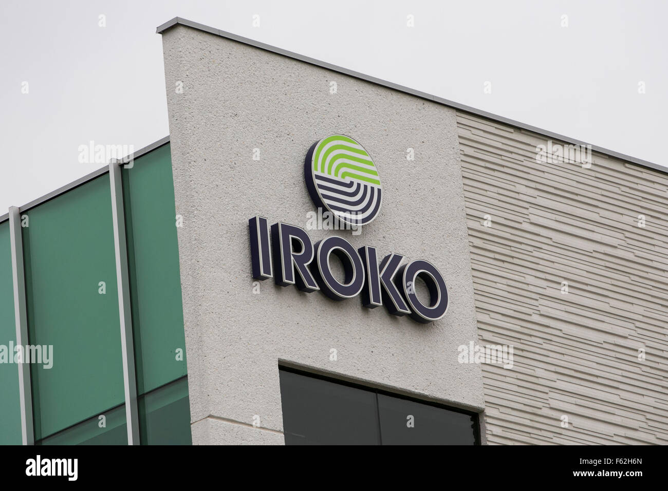 A logo sign outside of the headquarters of Iroko Pharmaceuticals, LLC ...